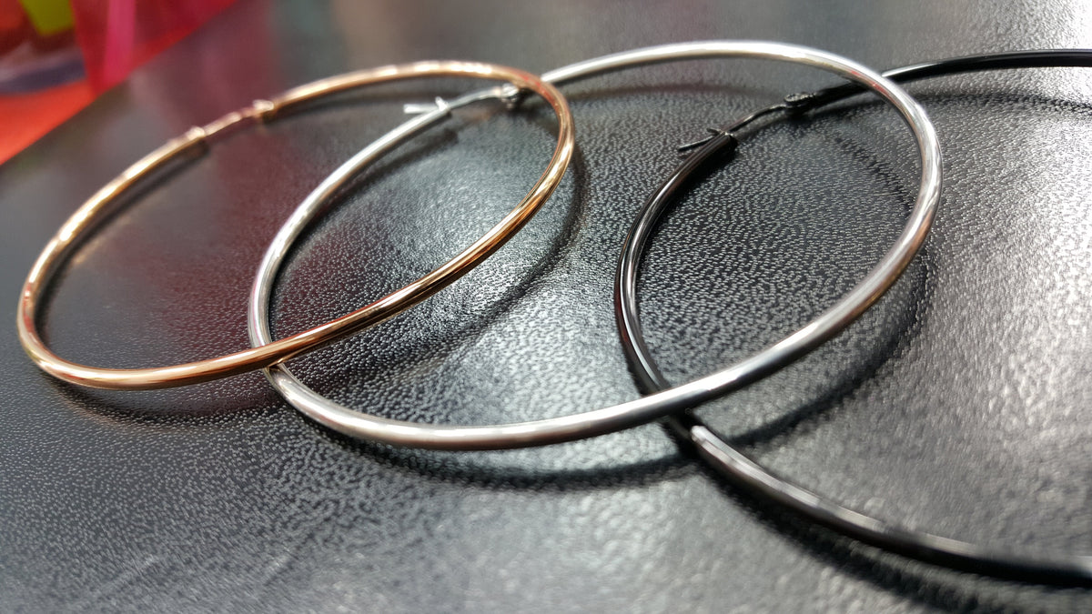 Titanium Large Hoops Pair , 50mm, 60mm, 70mm – HandTstudio